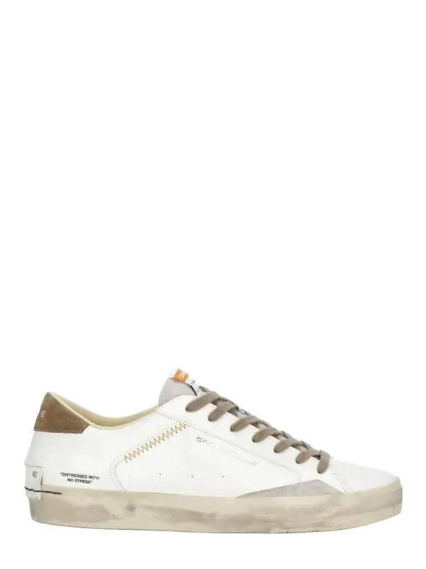 CRIME LONDON Distressed Lace-up Sneakers - Ivory