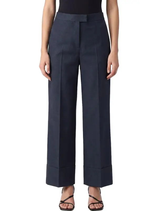 PT TORINO Tailored Cotton And Linen Trousers - Blue
