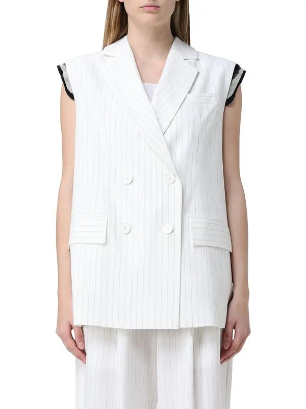MEIMEIJ Viscose Blend Vest With Pleated Panel - Ice