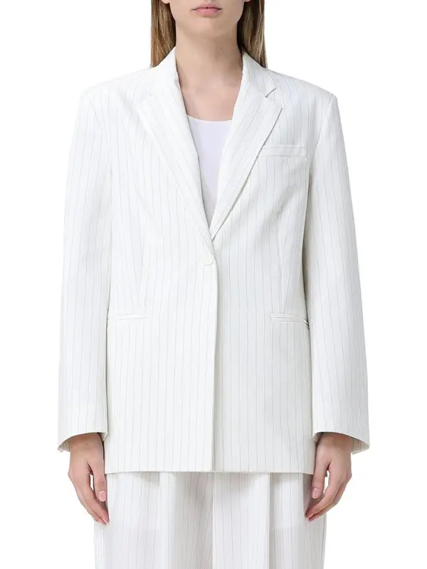 MEIMEIJ Single-breasted Pinstriped Viscose Blend Blazer - Ice