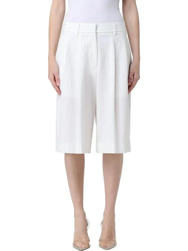 MEIMEIJ Meimei Viscose Blend Pinstriped Knee-length Shorts - Ice