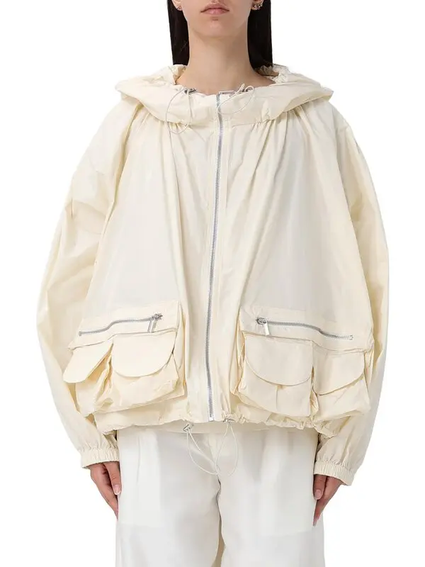 MEIMEIJ Oversized Hooded Polyester Bomber Jacket - Yellow
