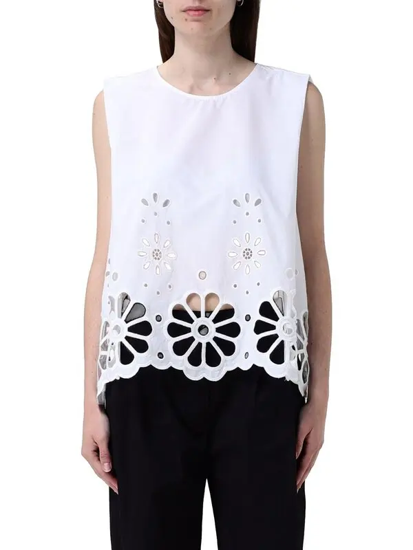 MEIMEIJ Embroidered Eyelet Top - White