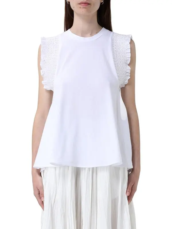 MEIMEIJ Sleeveless Ruffled Top - White
