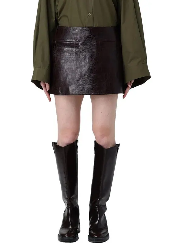 THE FRANKIE SHOP Leather Mini Skirt - Brown