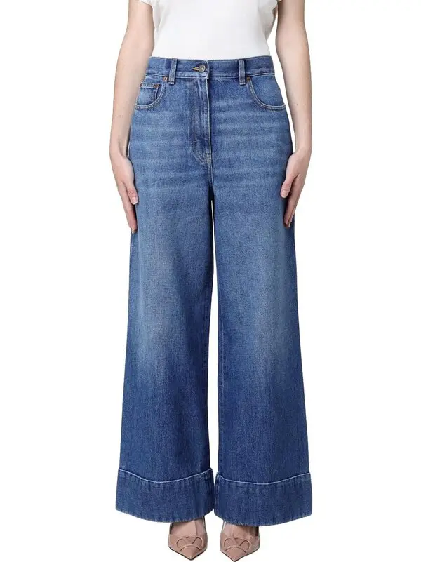 Valentino Garavani Cotton Wide-leg Jeans - Denim