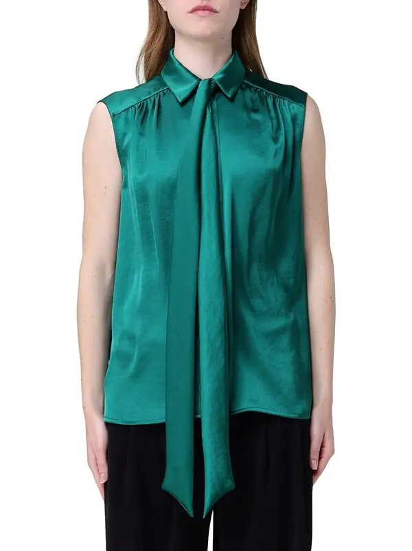 Versace Sleeveless Shirt With Front Tie Detail - Emerald