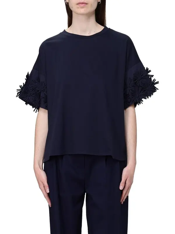 MEIMEIJ Embellished Sleeve T-shirt - Blue