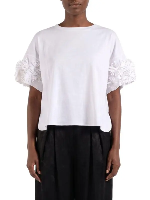 MEIMEIJ Embellished Sleeve T-shirt - White