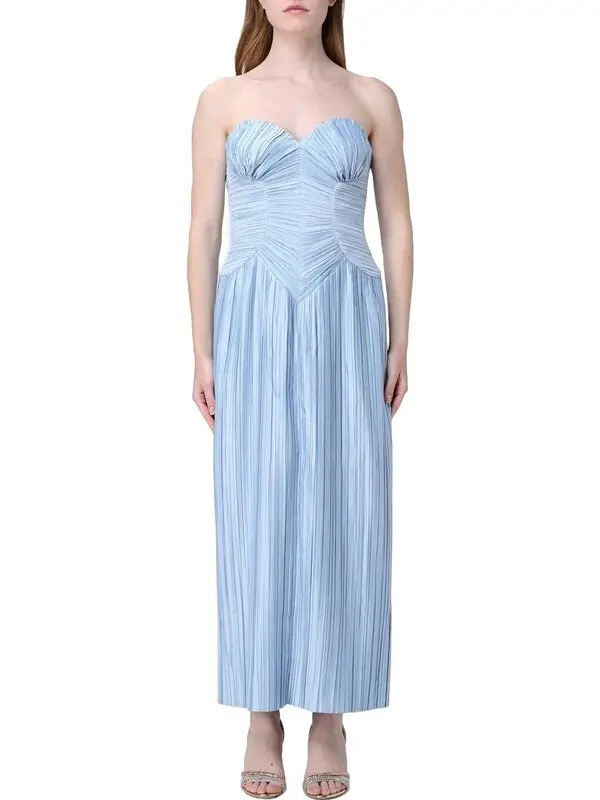 Cult Gaia Strapless Pleated Maxi Dress - Gnawed Blue