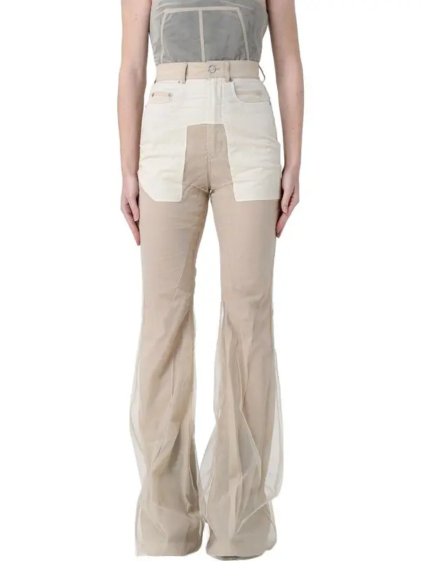 Rick Owens Tulle Paneled Pants - Beige