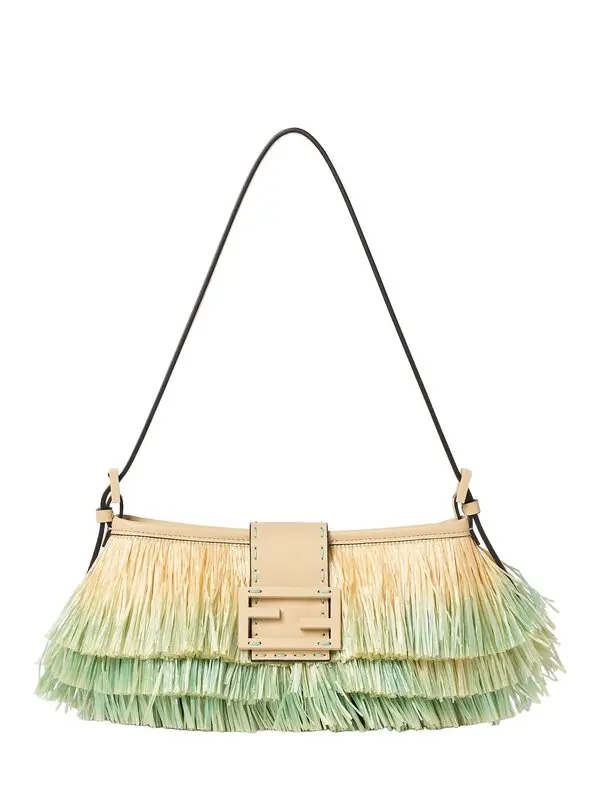 Fendi Baby B. Raffia Bag - Green