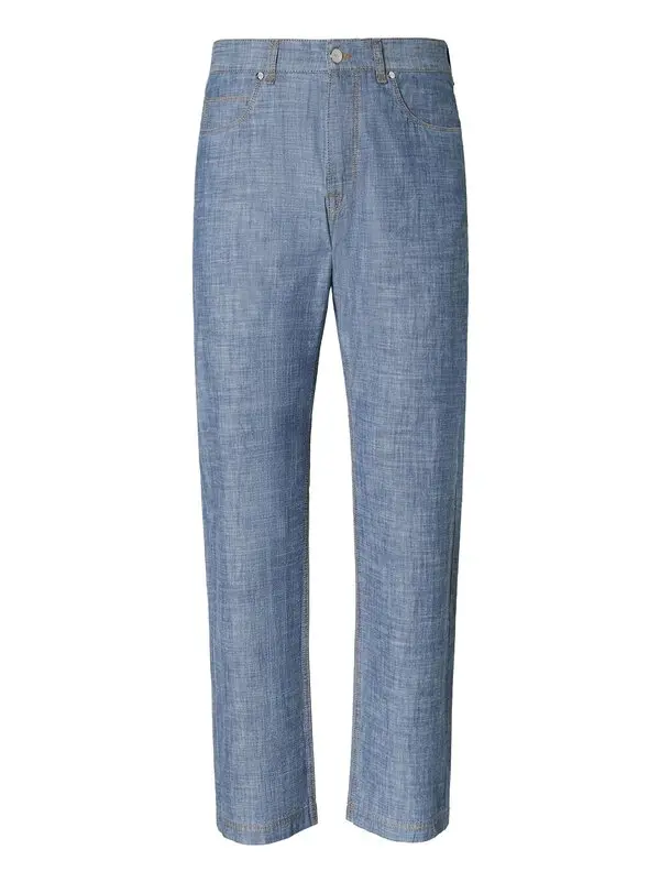 Fendi Straight-cut Chambray Jeans - Light Blue