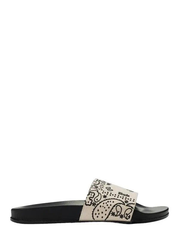Rhude Paisley Pool Slides - Cream