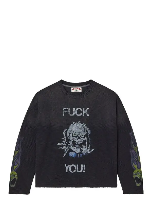 VALE FOREVER Graphic Skull Thermal Top - Black