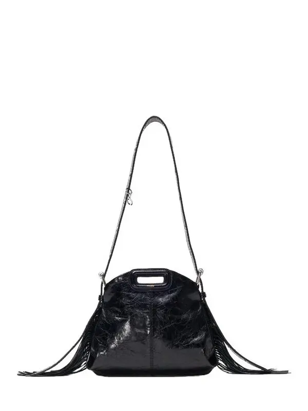 Maje Miss M Mini Cracked Leather Bag - Black