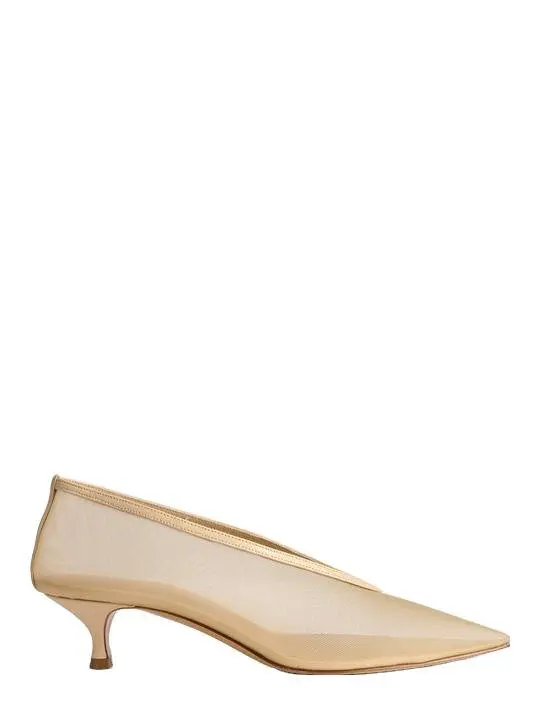 Le Monde Beryl Babouche Kitten Heel In Sand Mesh - Natural