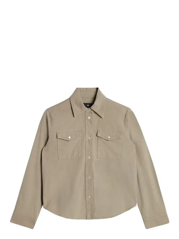 7 For All Mankind Classic Fit Twill Military Shirt - Green