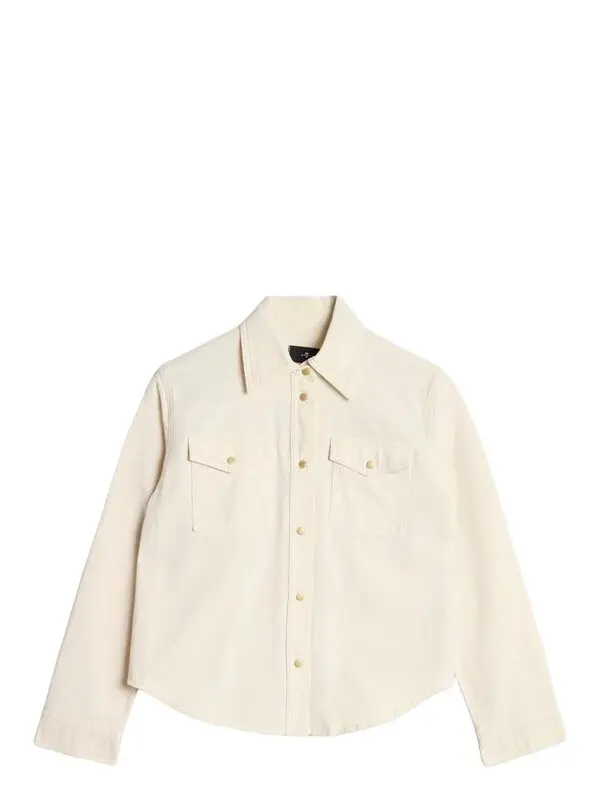 7 For All Mankind Classic Shirt In Comfort Twill - Neutral / White