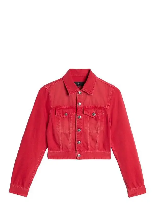 7 For All Mankind Shrunken Jacket In Comfort Flame - Red