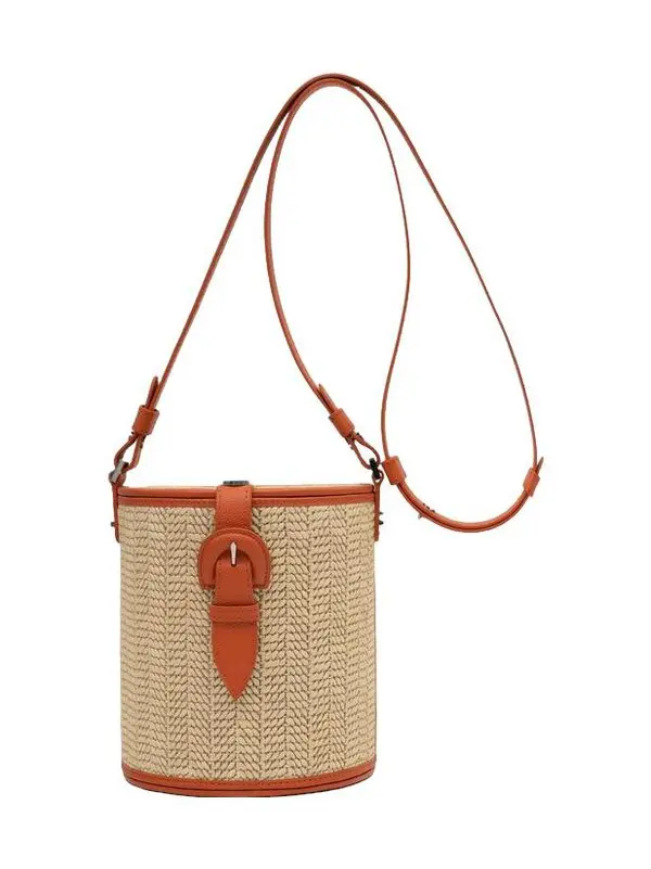 Perrin La Parisienne Xbody Raffia Bucket Crossbody Bag - Red