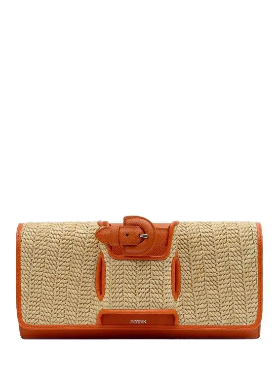 Perrin La Parisienne Raffia Glove Clutch - Silver