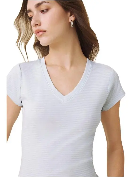 Splendid Josie Stripe V-neck Tee - White