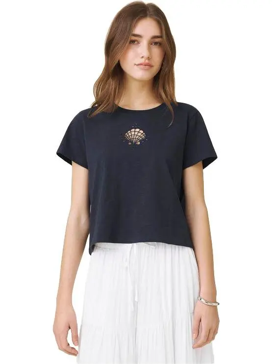 Splendid Seashell Cutout Tee - Black