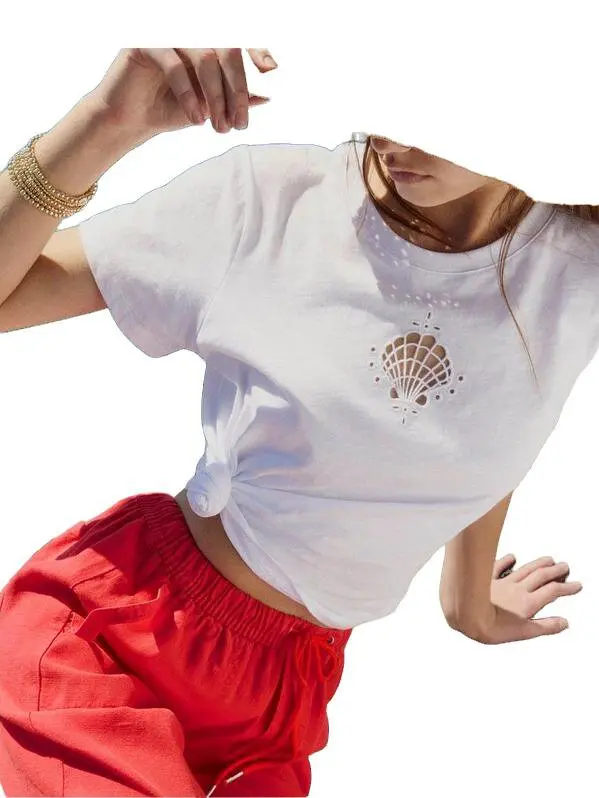 Splendid Seashell Cutout Tee - White