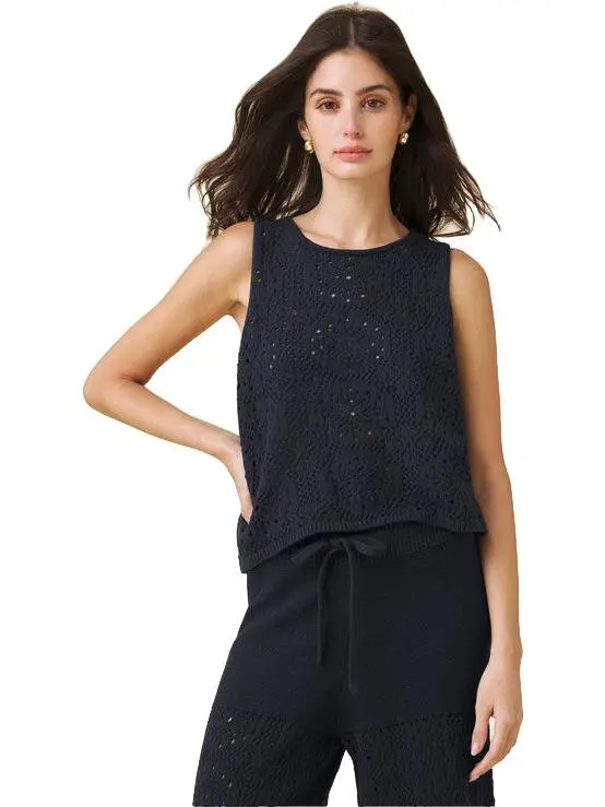 Splendid Beckham Crochet Sweater Tank - Black