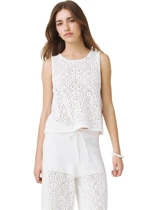 Splendid Beckham Crochet Sweater Tank - White