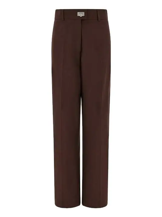 FERRAGAMO Tailored Trousers With Buckle Detail - Brown