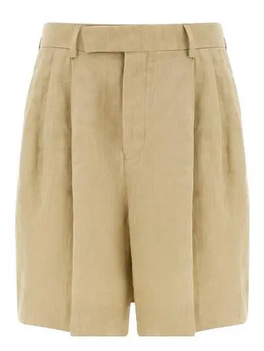 FERRAGAMO Linen Bermuda Shorts - Red