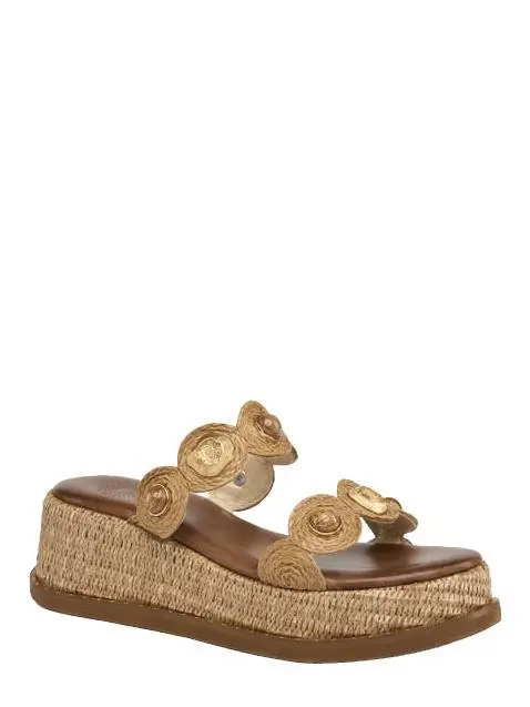 GRACE FOOTWEAR Raffia Platform Sandal - Brown