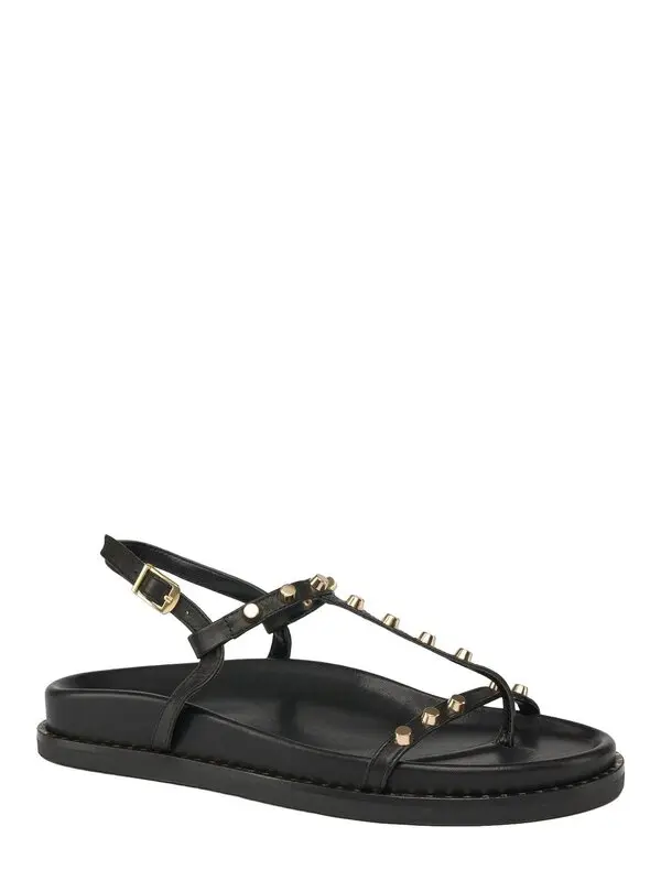 GRACE FOOTWEAR Kos Studded T-strap Sandal - Black