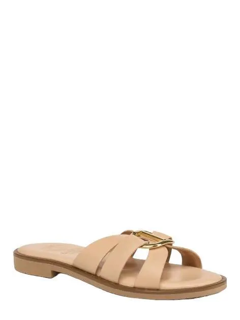 GRACE FOOTWEAR Eris Buckle Slide Sandal - Camel