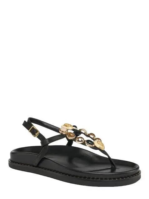 GRACE FOOTWEAR Kali Stone T Strap Sandal - Black