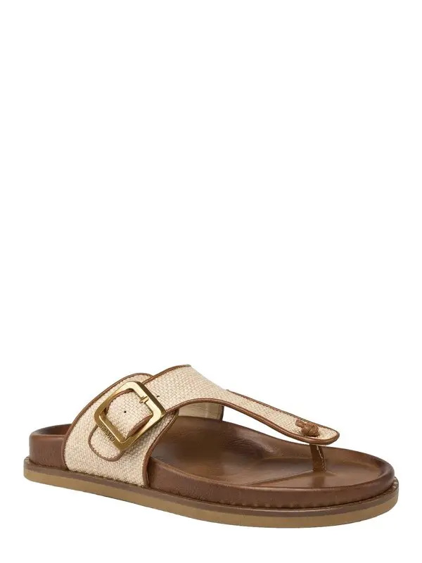 GRACE FOOTWEAR Kea Woven T-strap Sandal - Camel