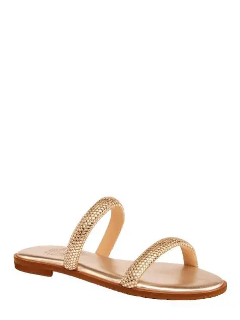 GRACE FOOTWEAR Paros Crystal Embellished Slide Sandals - Gold