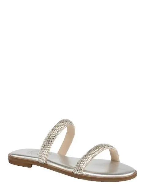 GRACE FOOTWEAR Paros Crystal Embellished Slide Sandals - Silver