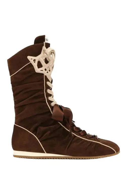 NAKED WOLFE Extreme Satin Lace-up Boots - Brown