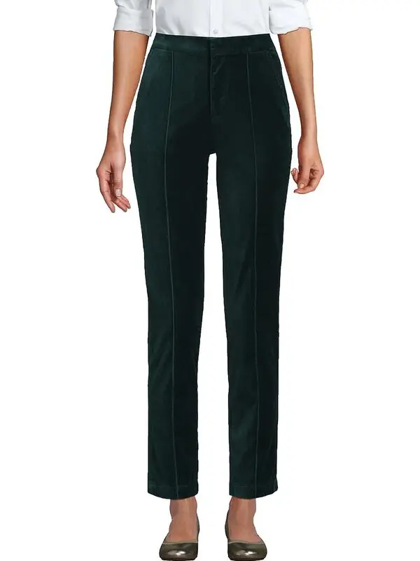 LANDS' END Velvet Pintuck Pencil Ankle Pants - Deep Balsam