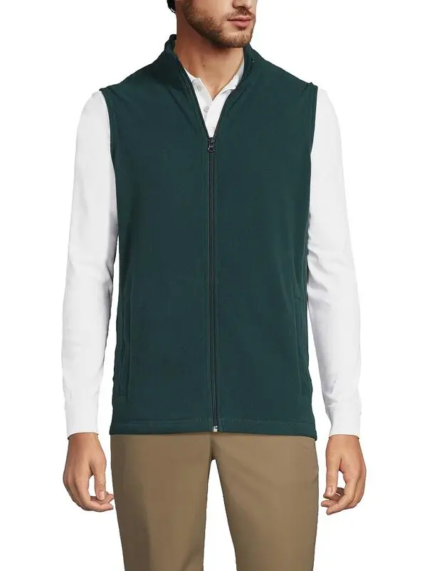 LANDS' END Lightweight Fleece Vest - Evergreen