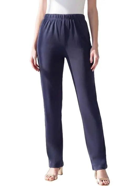 ROAMAN'S Soft Knit Relaxed Straight Leg Pull-on Pants - Navy
