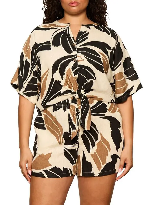 Sanctuary Within Time Floral Button-up Shirt - Ivory Lotus