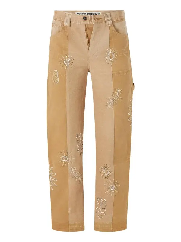KARTIK RESEARCH Zardozi Straight-leg Paneled Cotton-canvas Trousers - Neutrals