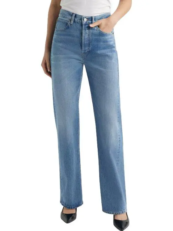 FRAME Vertical High Waist Relaxed Straight Leg Jeans - Static