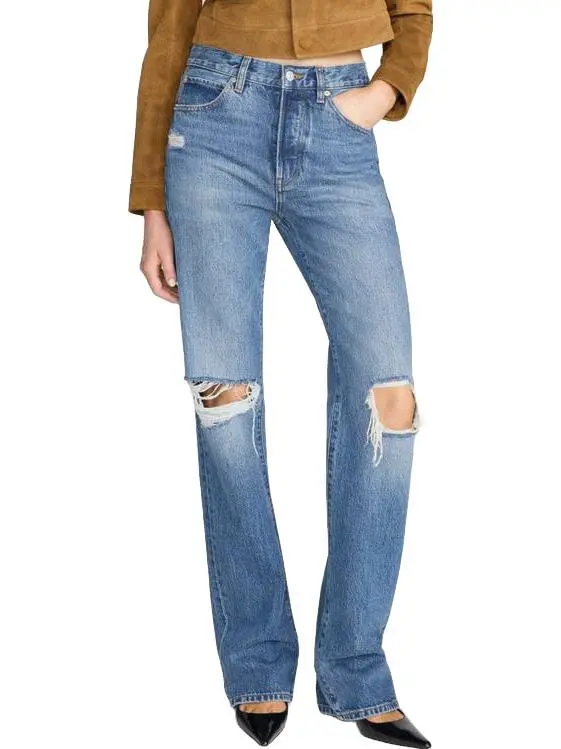FRAME Vertical High Waist Relaxed Straight Leg Jeans - Voltage