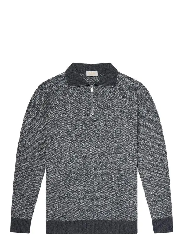 John Smedley Recycled Cashmere And Wool-blend Half-zip Sweater - Gray