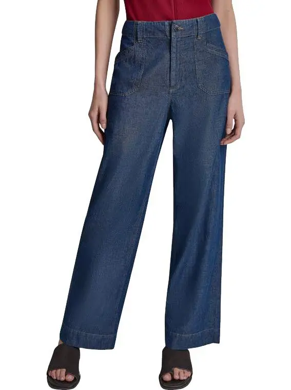Dkny High-waist Wide-leg Ankle Jeans - Crosby Wash
